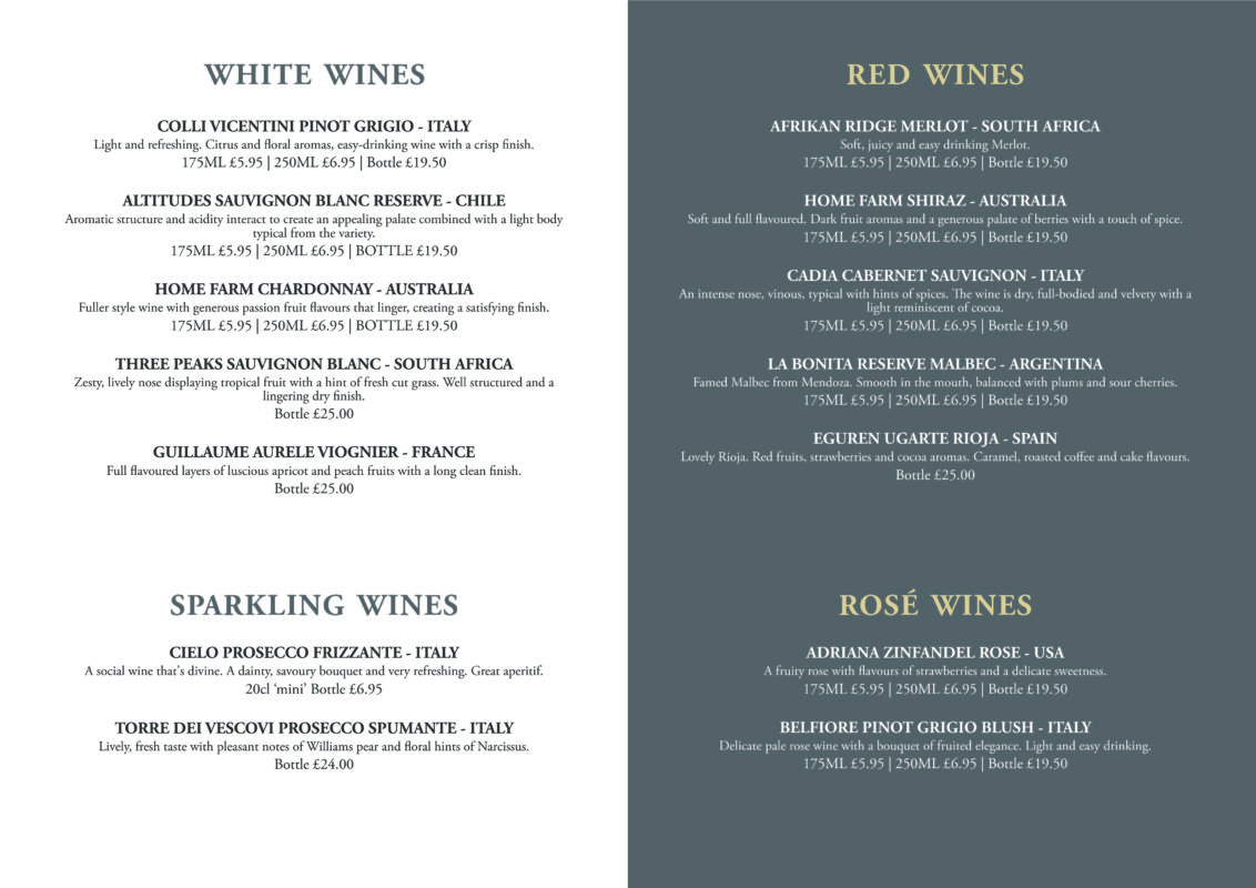 Menus - The White Hart