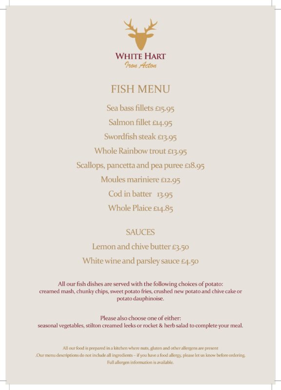 Menus - The White Hart