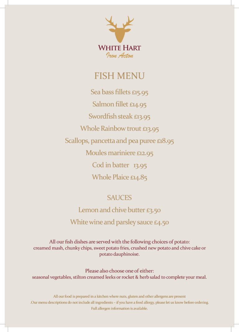 Menus - The White Hart