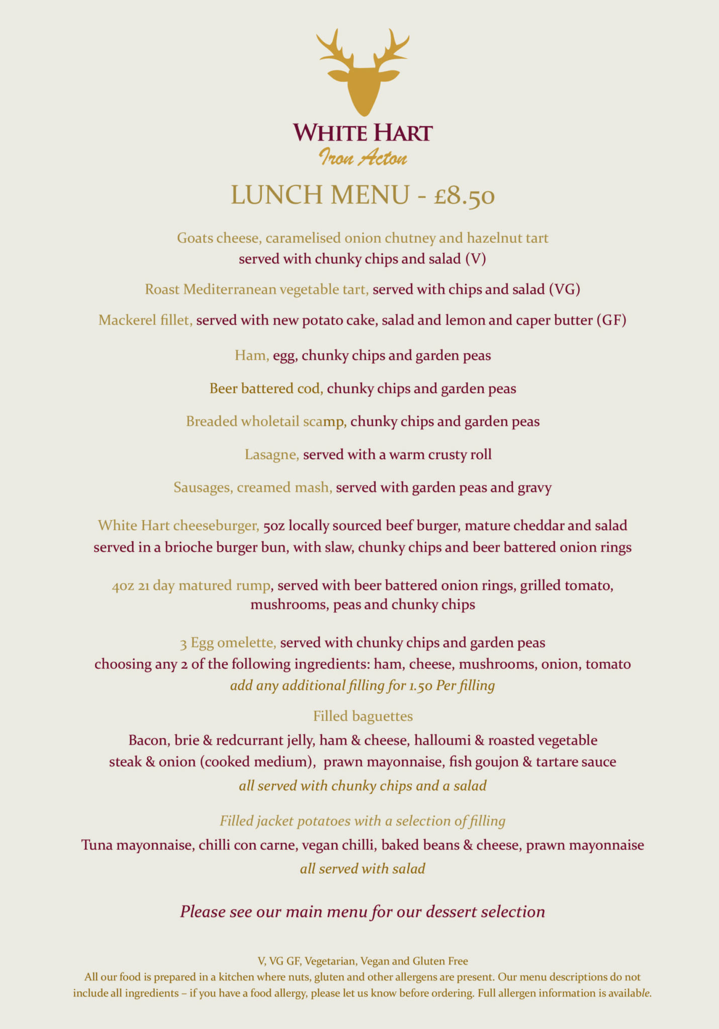 Menus - The White Hart