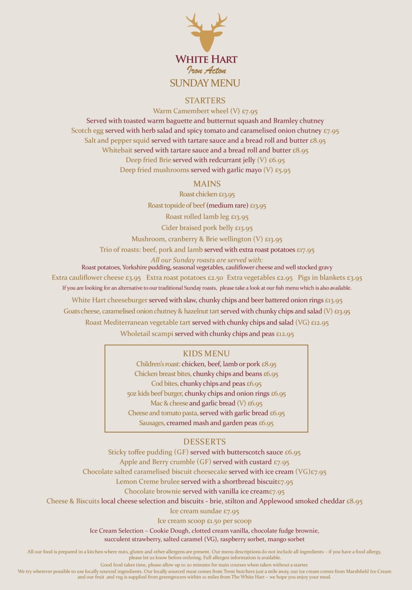Menus - The White Hart