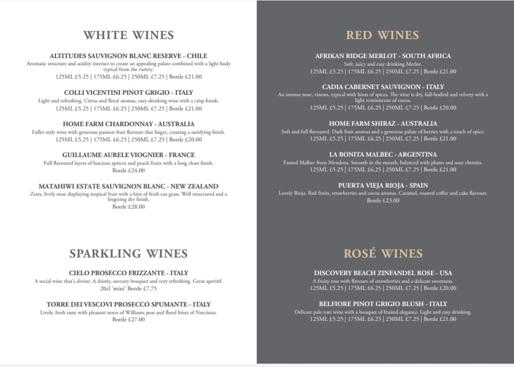 Menus - The White Hart